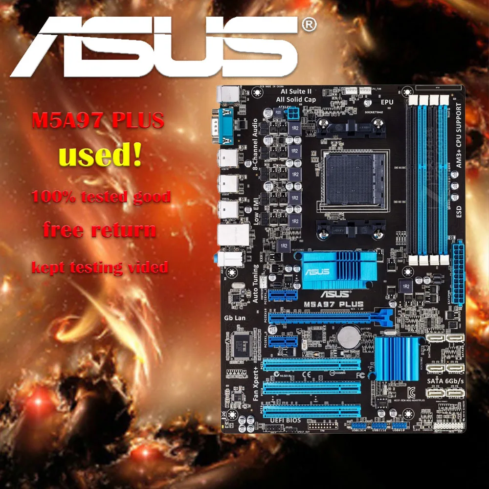 Asus M5A97 PLUS Desktop Motherboard 970 Socket AM3 DDR3 SATA3 USB2.0 ...