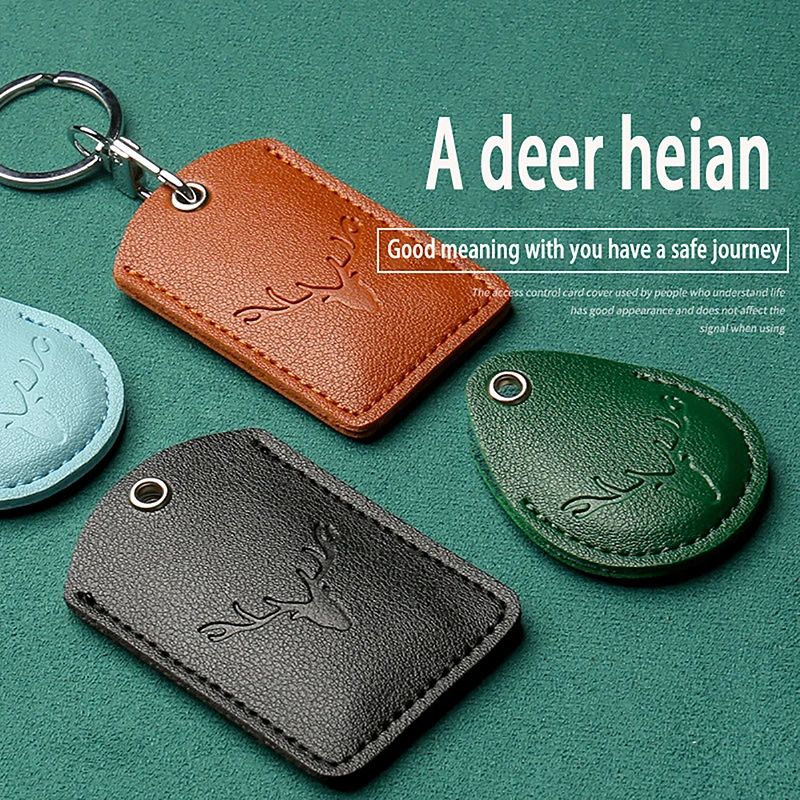 1Pc-Access-Card-Case-Leather-Card-Holder-Keychain-Key-Ring-Door-Lock ...