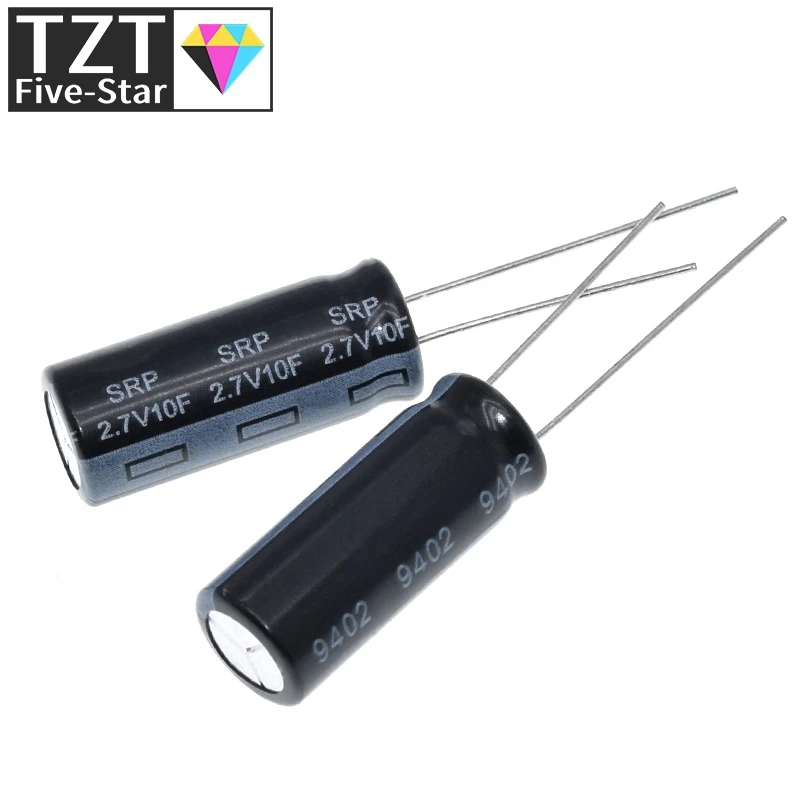 5 pces 2.7v 10f capacitor cilíndrico ultra super farad supercap 10x26mm ...