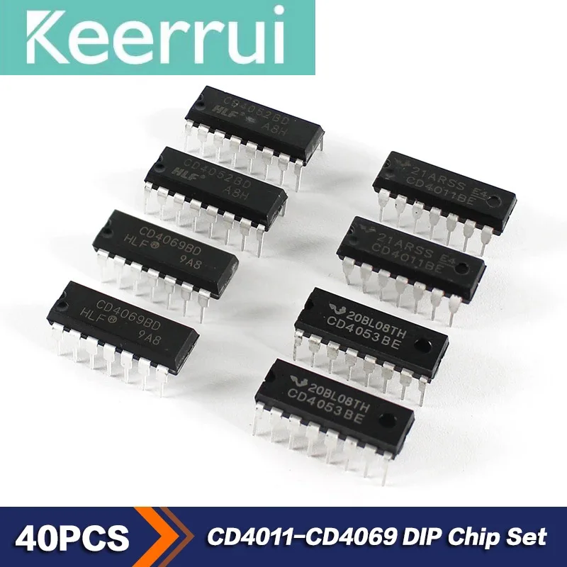 40pcs-LOT-Logic-IC-Electronics-Kit-CD4011-CD4069-CD4052-CD4053-Integrated-Circuit-Set-Electronic ...