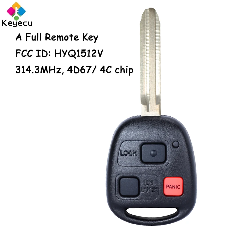 KEYECU Remote Head Car Key With 3 Buttons for Toyota Land Cruiser 1998 ...