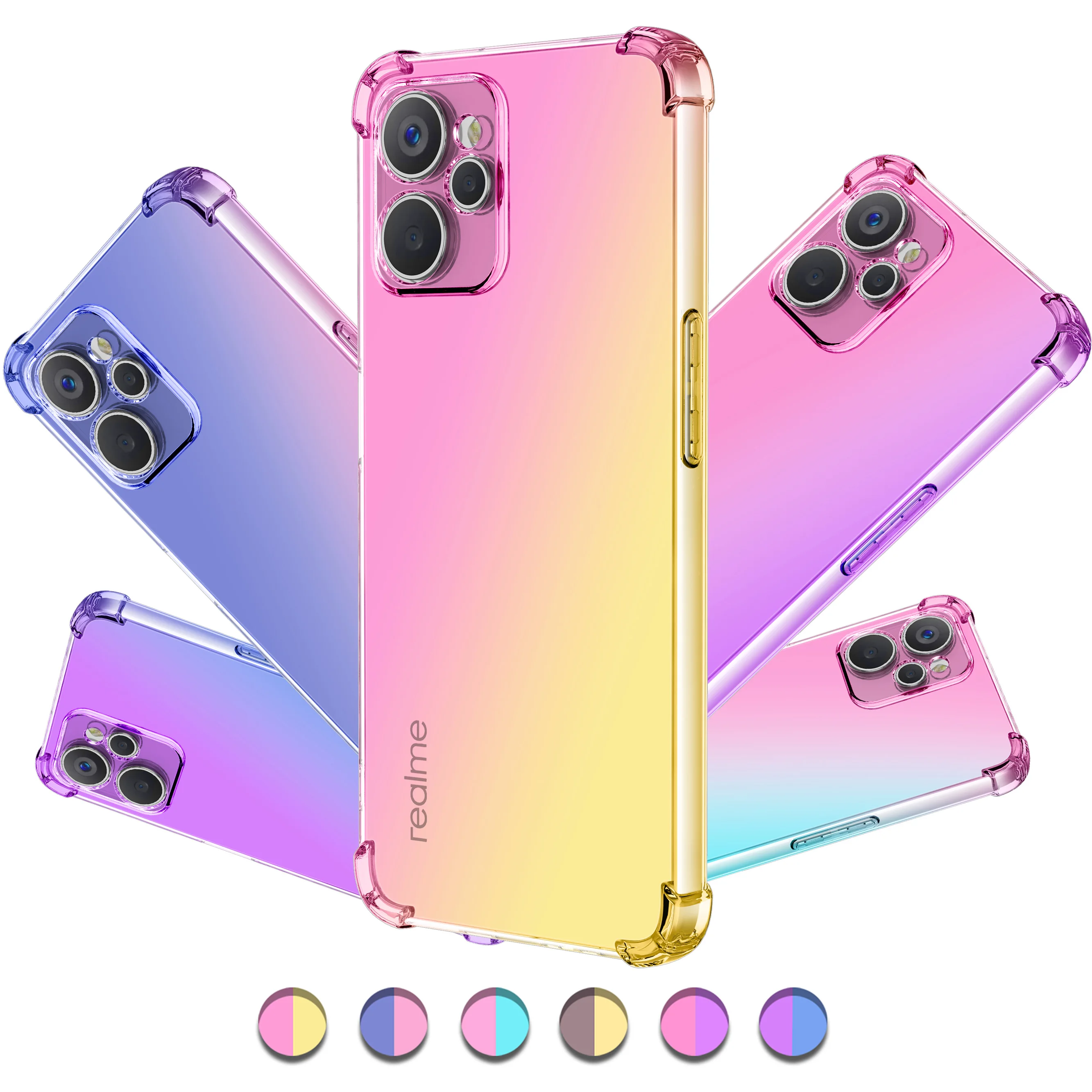 For Realme 10 5g 9i 9 Pro Plus 4g Phone Case,hybrid Cute Gradient Tpu ...