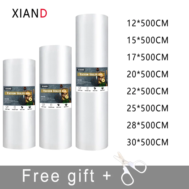 Xiand Vacuum Bag For Food Vacuum Sealer Meat Fruits Vegetables 12+15+20 ...