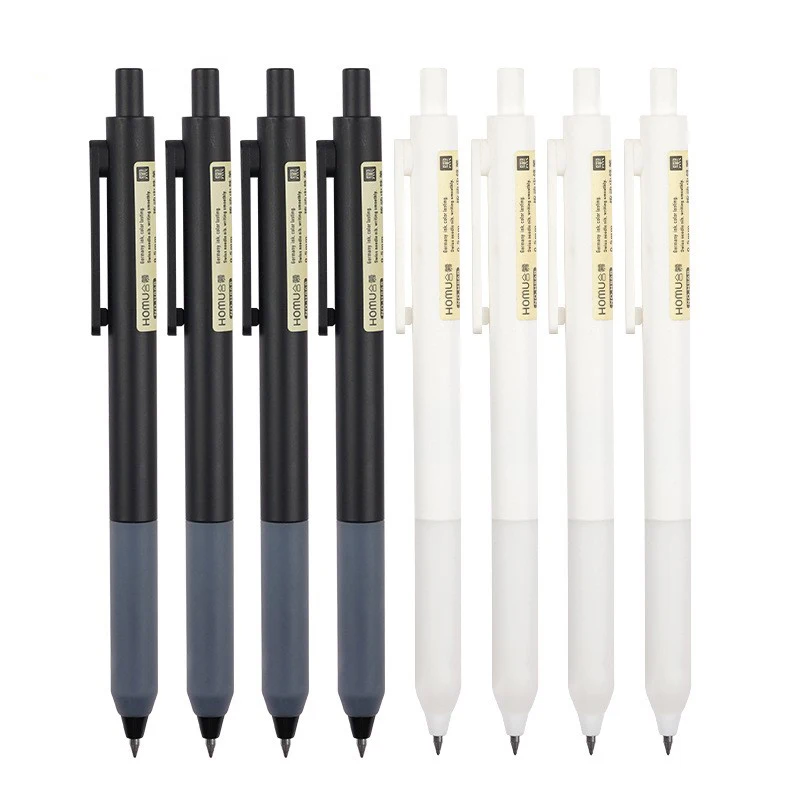 Homu Gel Pen Retractable Black ink Ballpoint for writing 0.5mm refills ...