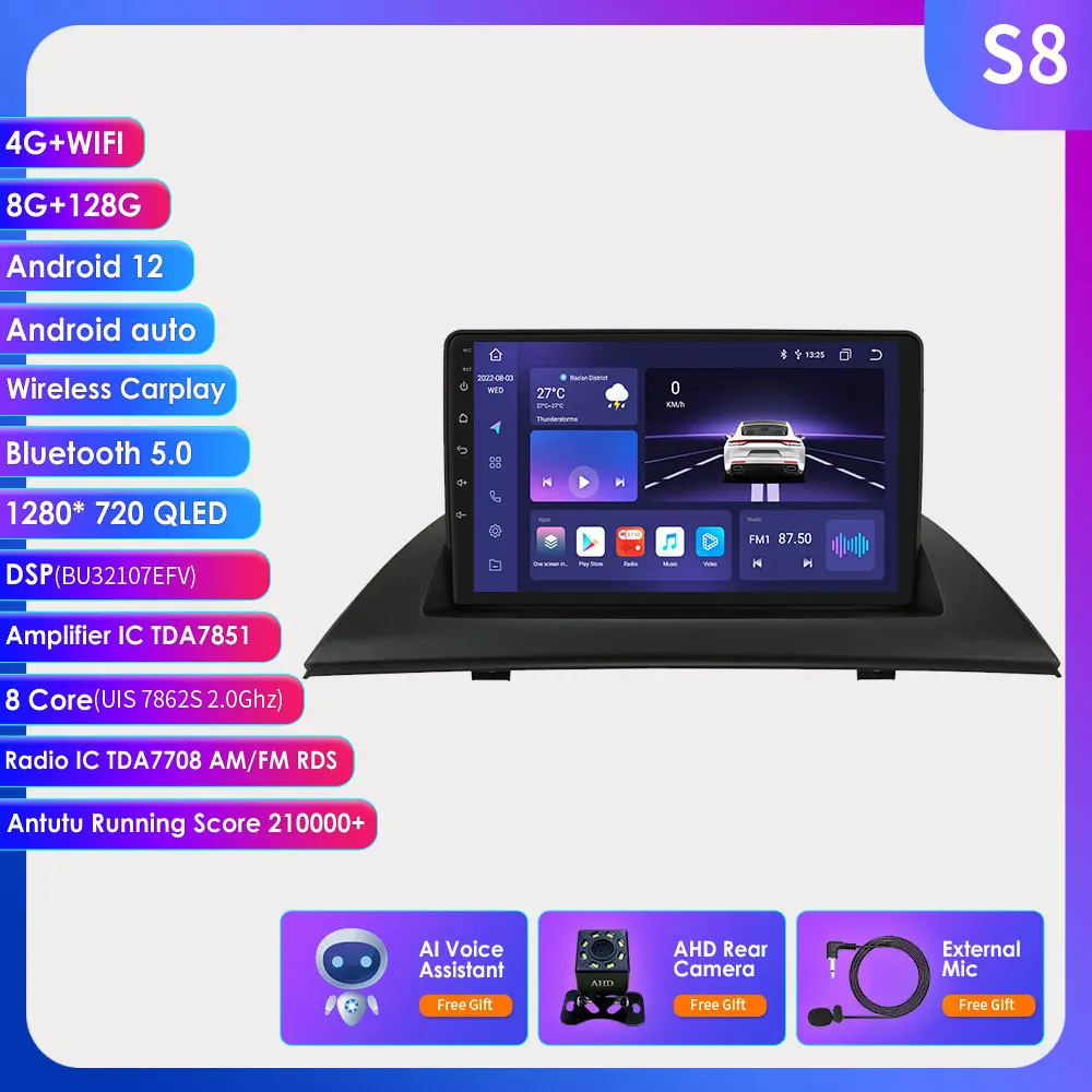 Autorradio con GPS para coche, reproductor Multimedia con Android, 2Din, Wifi, Carplay, estéreo ...