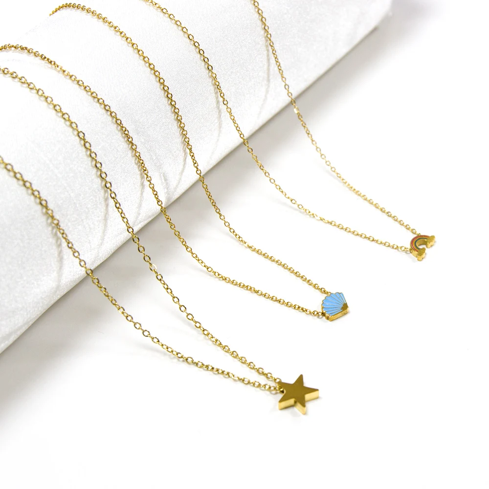 Babygirls bonito Colares Rainbow Acrílico Pingente de Aço Collier ...