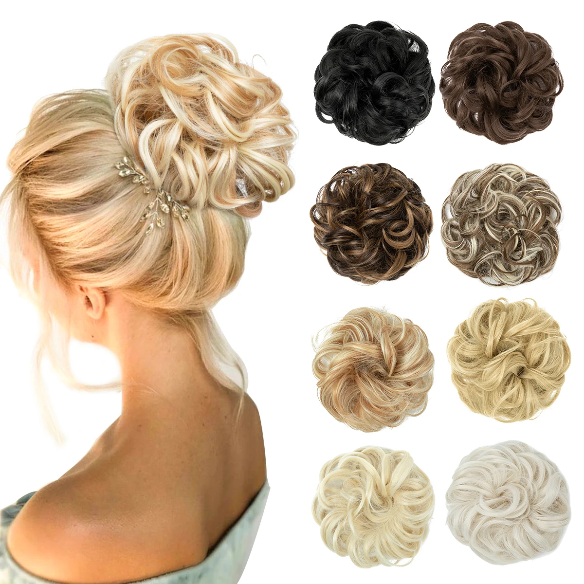 Synthetic-Messy-hair-piece-Daily-Use-Chignon-Scrunchies-Fake-Elastic ...