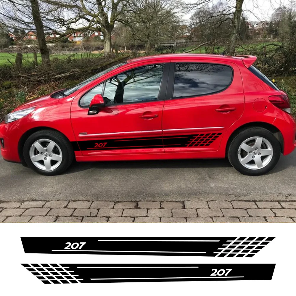 2PCS-Car-Door-Side-Skirt-Stripes-Stickers-For-Peugeot-207-Sport-Gti-CC ...