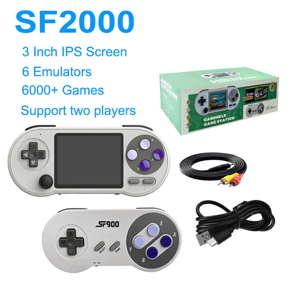 SF2000 Handheld Game Console Video Games 16G 6000 Games 3 Inch Mini ...