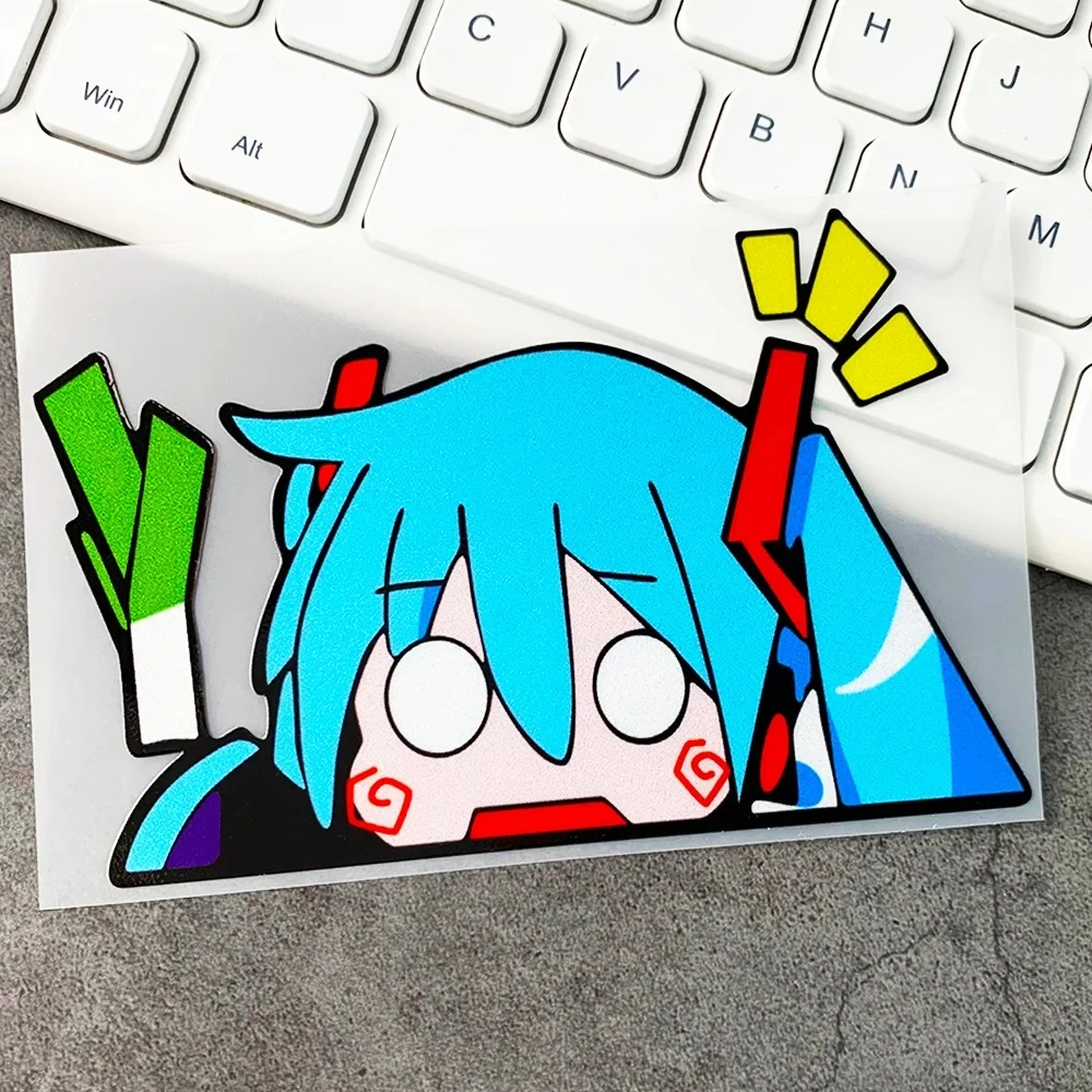 Cartoon-Anime-Green-Hair-Girl-Take-Scallions-Reflective-Car-Stickers ...