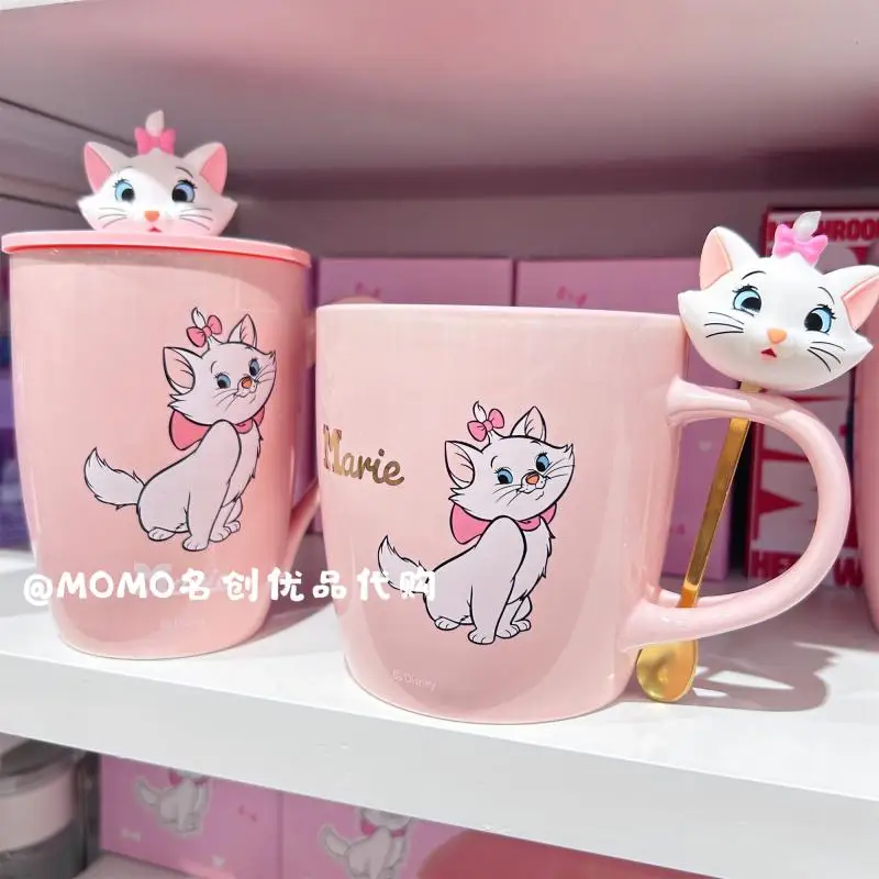 420-40Ml Miniso Disney Marie Cat Ceramic Mug with Spoon and Lid Cute ...