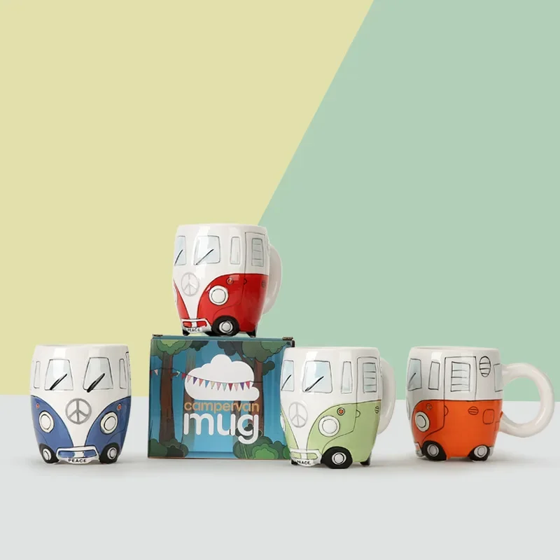 Creative-Hand-Painting-Double-Bus-Mug-Cartoon-Ceramic-Milk-Tea-Water ...