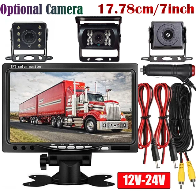 7inch-Monitor-Backup-Camera-12V-24V-18LED-IR-Rear-View-Truck-Camera-HD ...