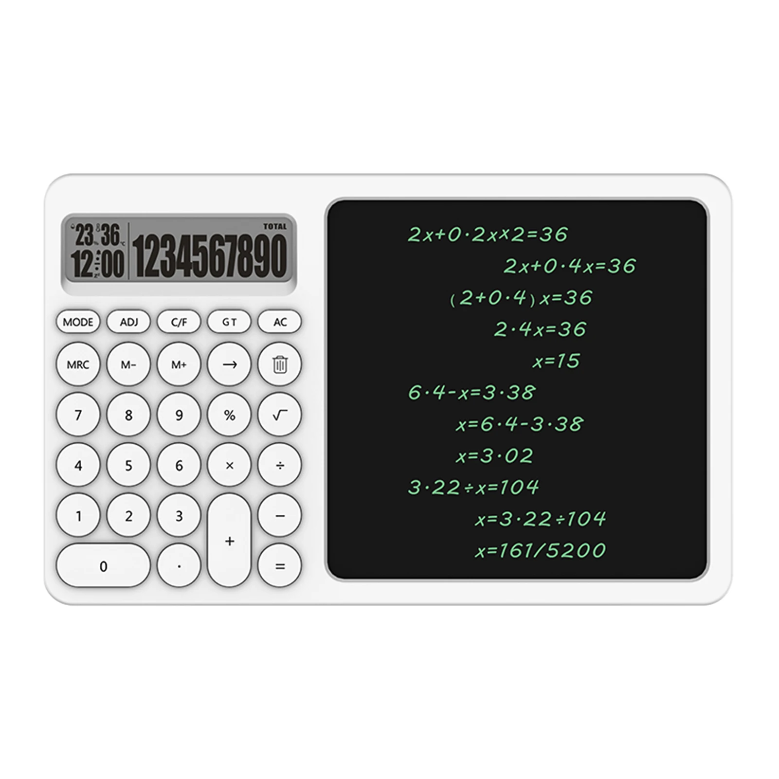 10-Digit-Calculator-with-Writing-Tablet-Time-Function-LCD-Display-Desk ...