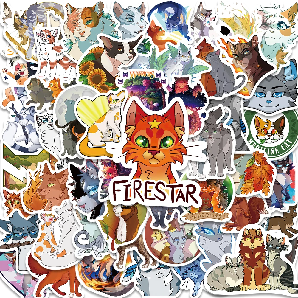 52PCS-Cartoon-Warriors-Cats-Firestar-Novel-Anime-Cute-Sticker-Aesthetic ...