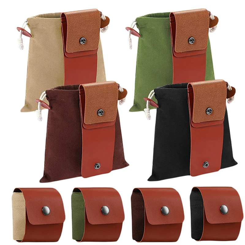 Foraging Pouch For Hiking, Collapsible Leather Belt Waist Bag, Multi ...