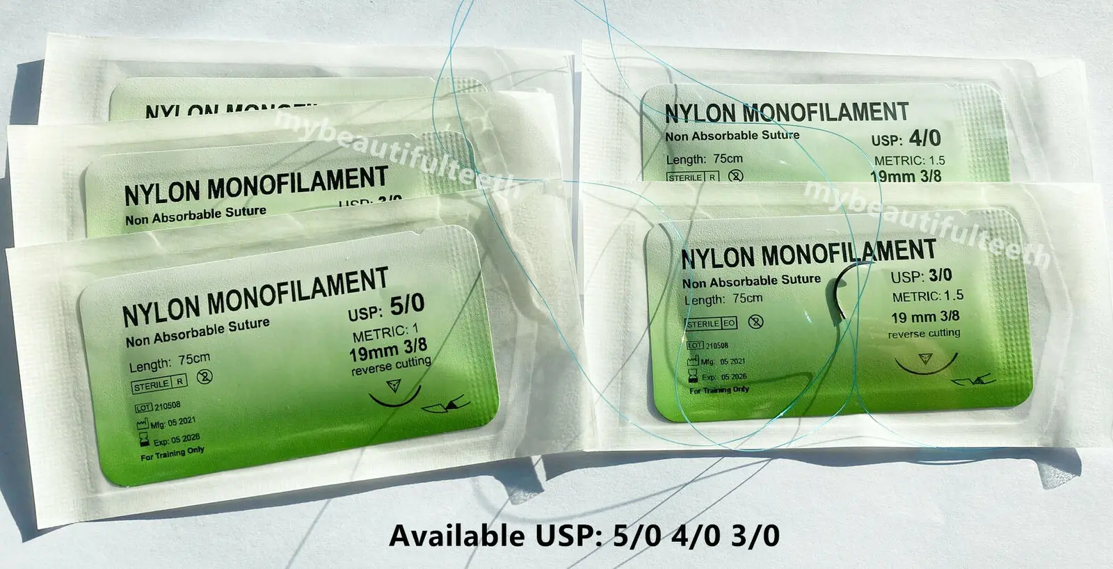 100pcs-Dental-Sutures-Reverse-Suture-Metric-1-5-Nylon-Monofilament-5-0 ...