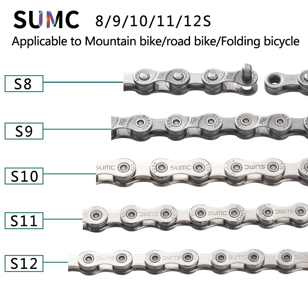 SUMC-Bicycle-Chain-8-9-10-11-12-Speed-for-MTB-Road-Folding-Bike-Gray ...