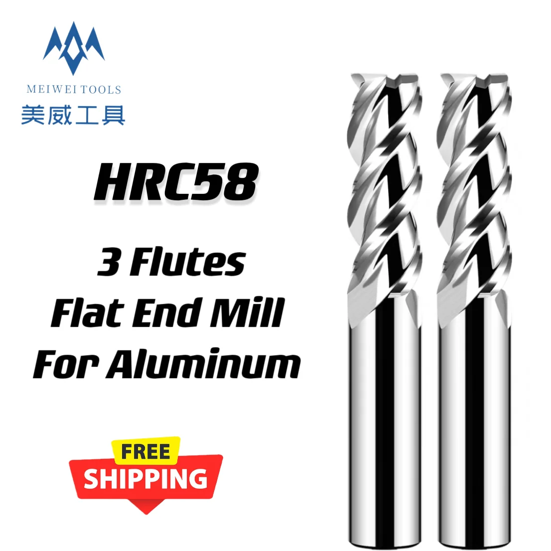 HRC58-3-Flutes-Flat-Square-End-Mill-For-Aluminum-High-Performance-Solid ...