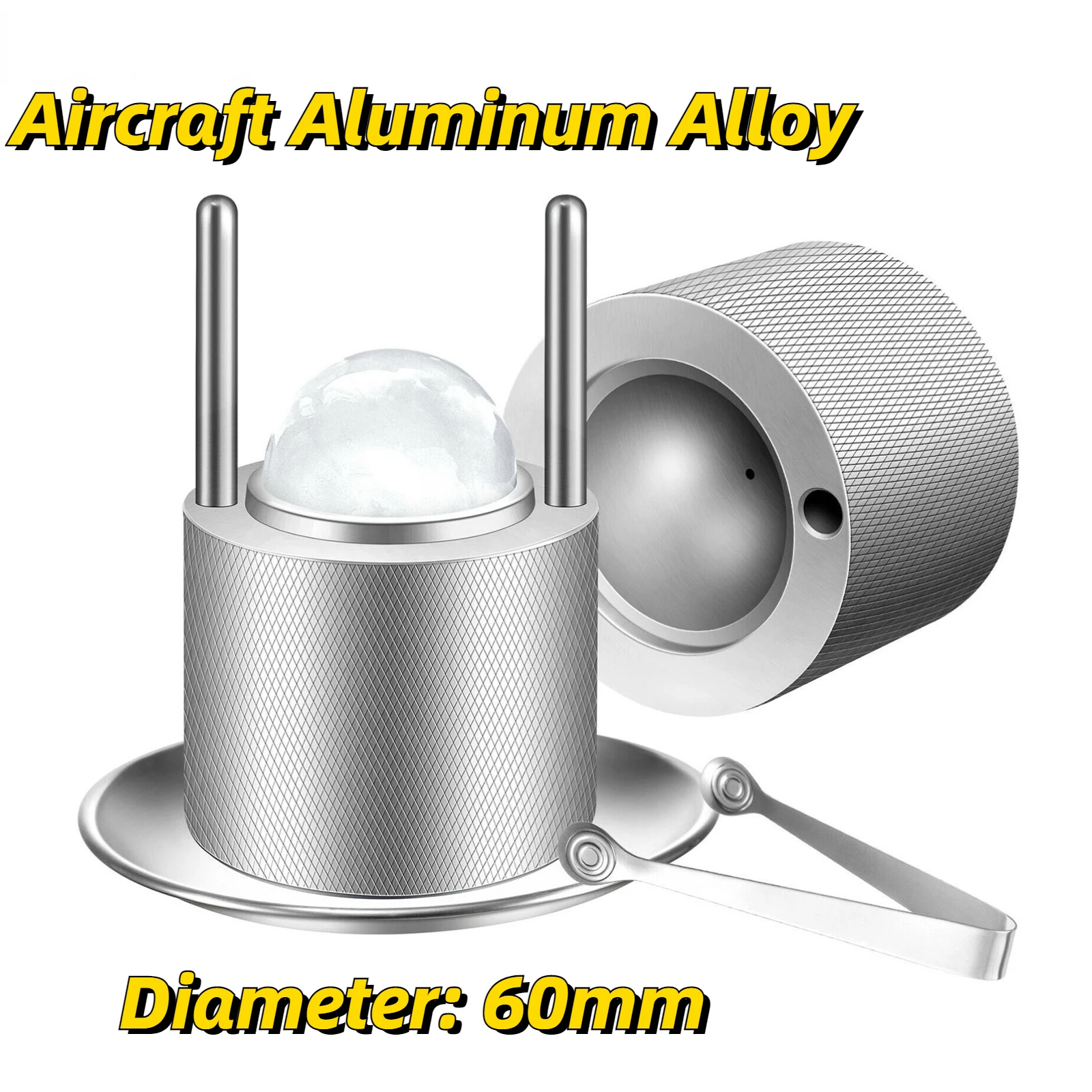 60mm Ice Ball Maker Aircraft Aluminum Alloy Non-Skid Ice Sphere Presser Kit for Whiskey Bar ...