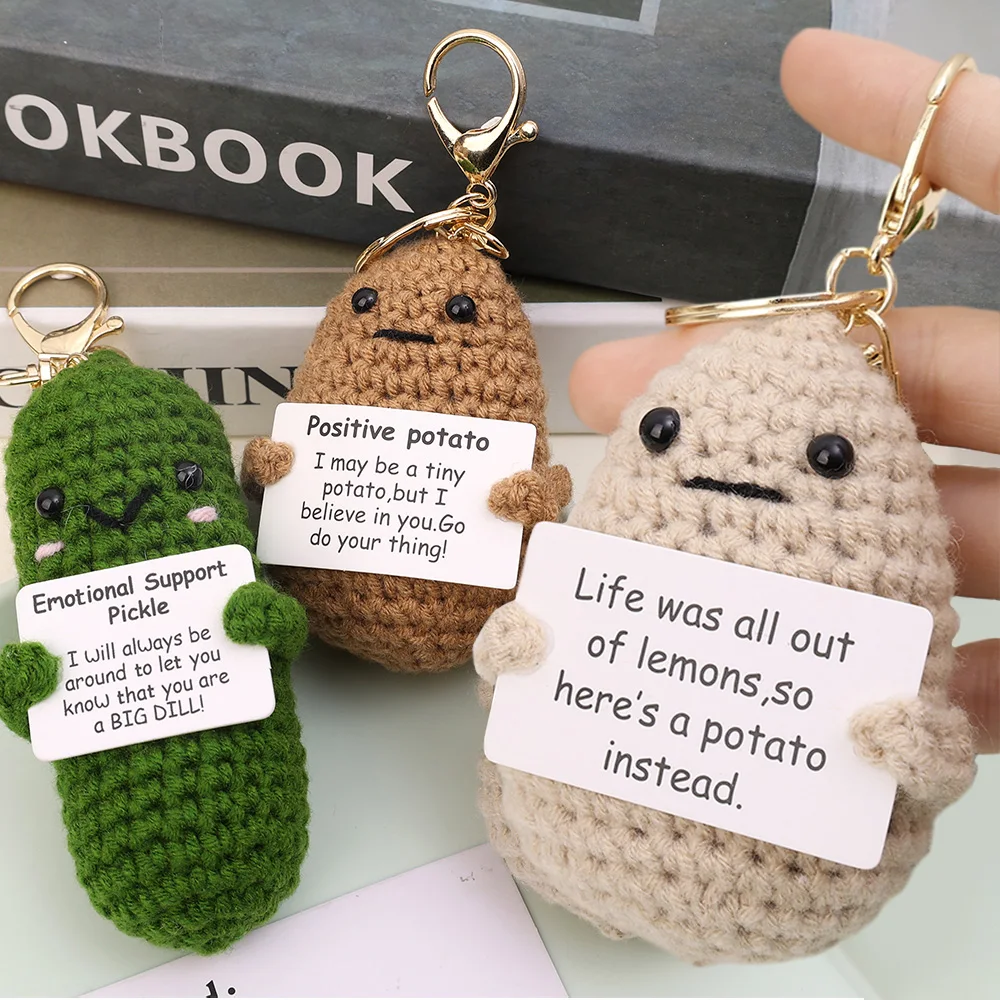 Funny-Positive-Potato-Keychain-Handmade-Wool-Crochet-Toy-Patata ...