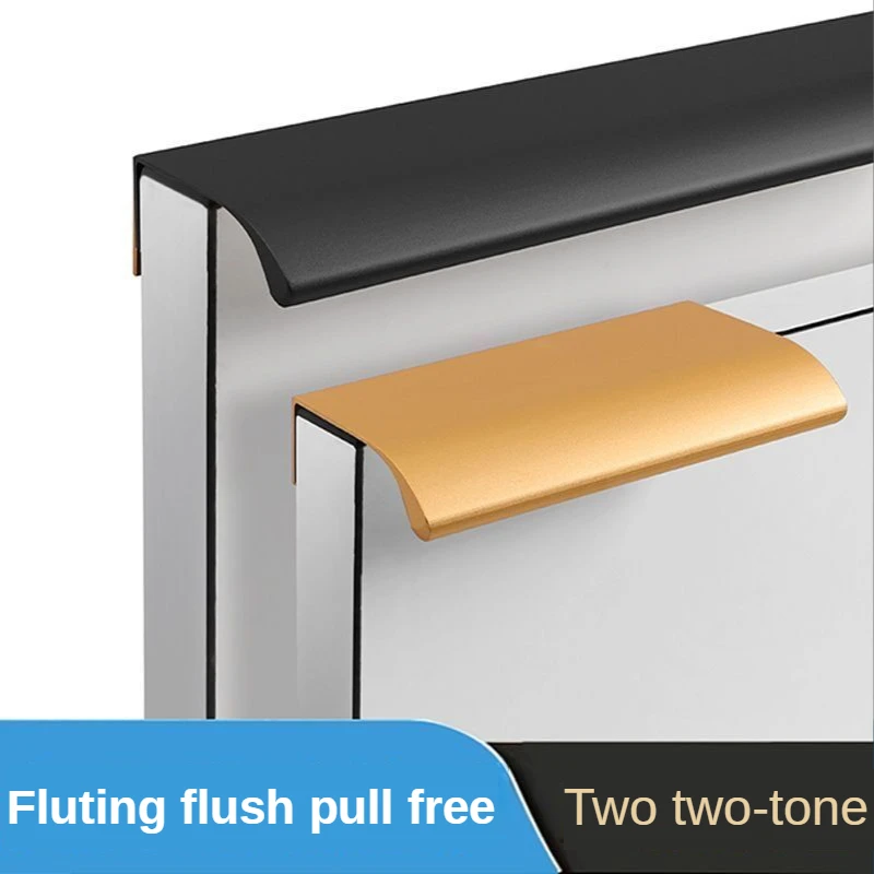 Black-Gold-Hidden-Cabinet-Handles-Kitchen-Cupboard-Pulls-Drawer-Knobs ...