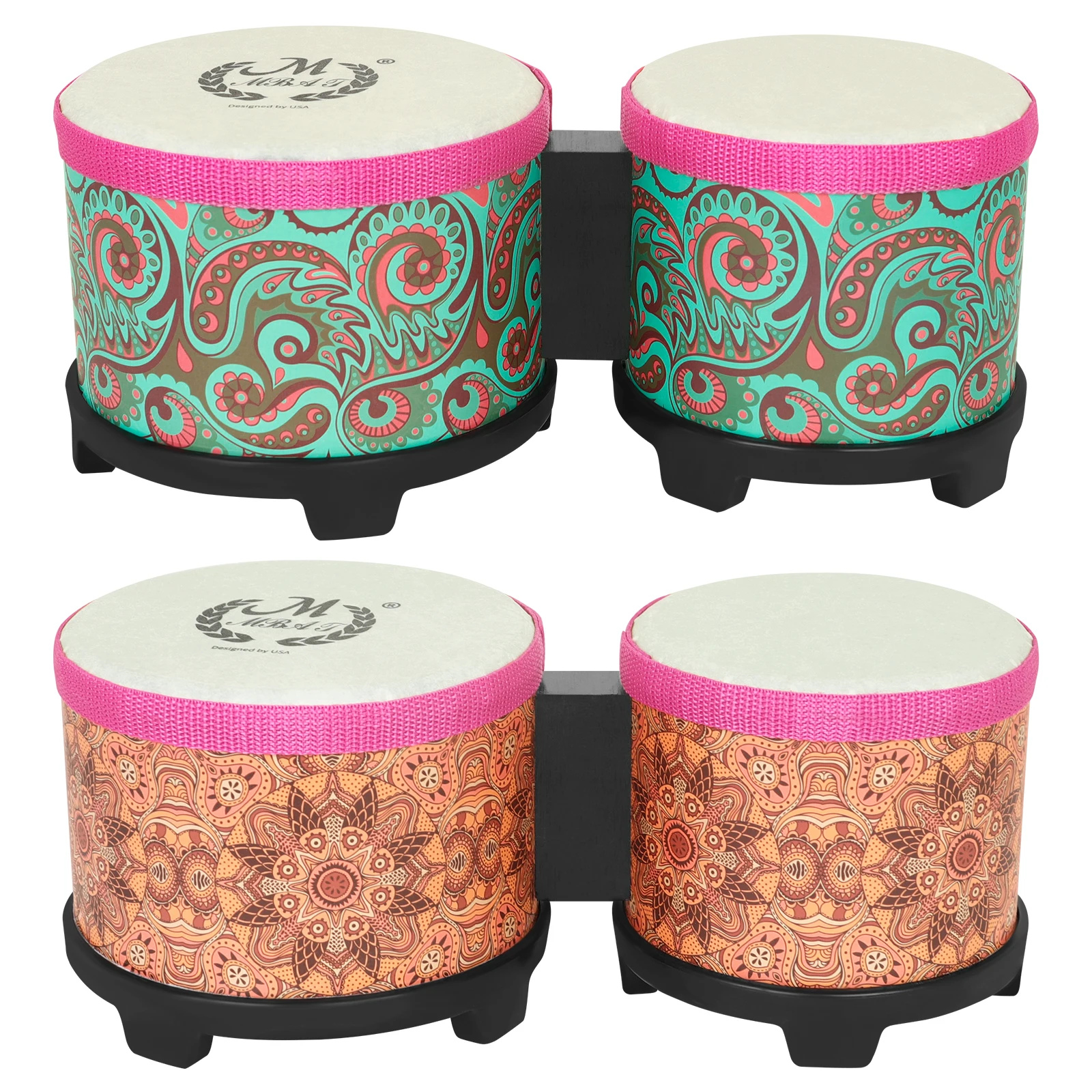 M-MBAT-Bongo-Drum-Set-5inch-6inch-Applique-Conjoined-Drums-Bongos ...