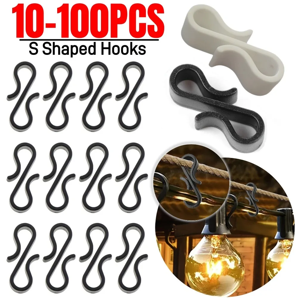 10-100PCS Plastic S-Shaped Hook Weatherproof Outdoor Camping DIY Decor ...