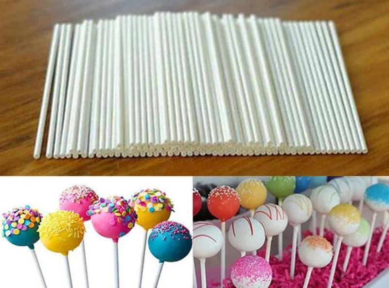 100pcs Plastic Lollipop Stick Safe White Cake Pop Sucker Sticks For ...