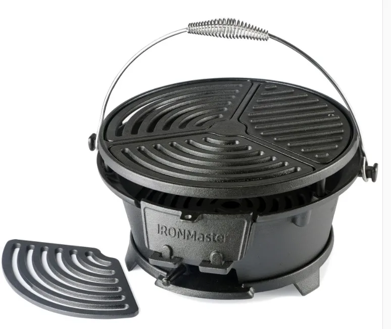 Round-cast-iron-barbecue-grills-outdoor-camping-portable ...