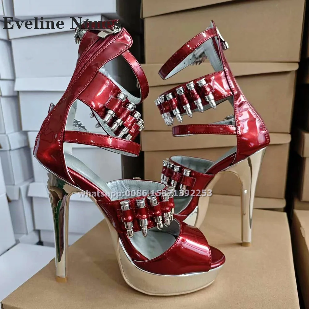 Bullet-Skeleton-Flame-Buckles-Pumps-Peep-Toe-Platform-Stiletto-Heels ...