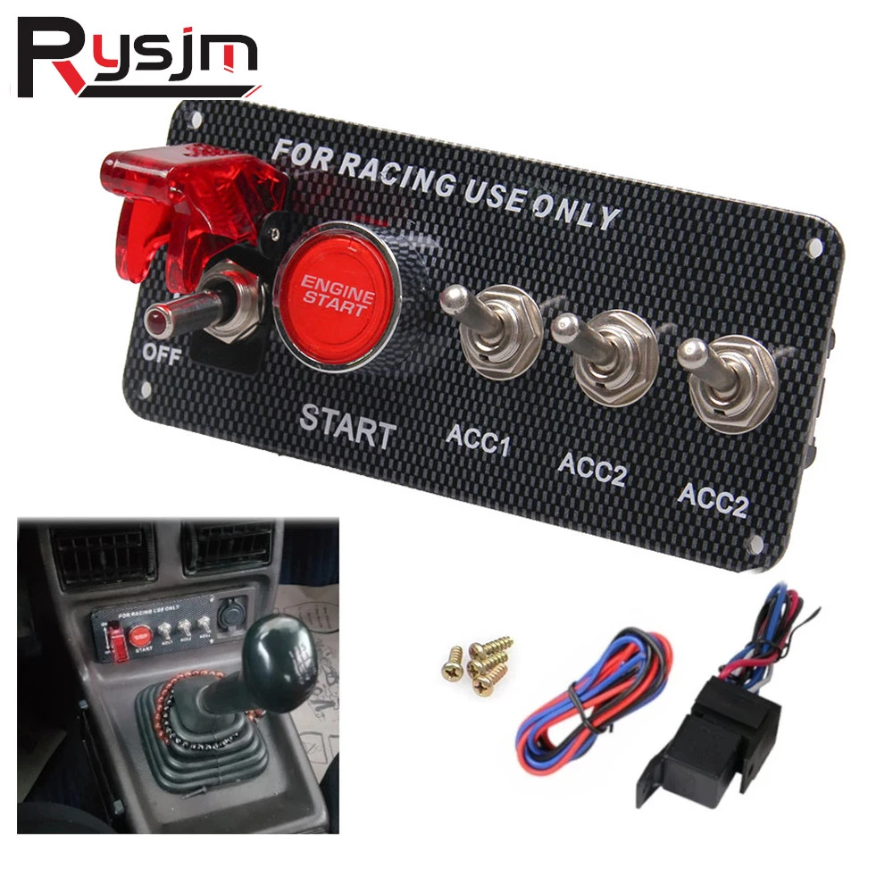 Car Accessory 12V LED Toggle Ignition Switch Panel Engine Start Push ...