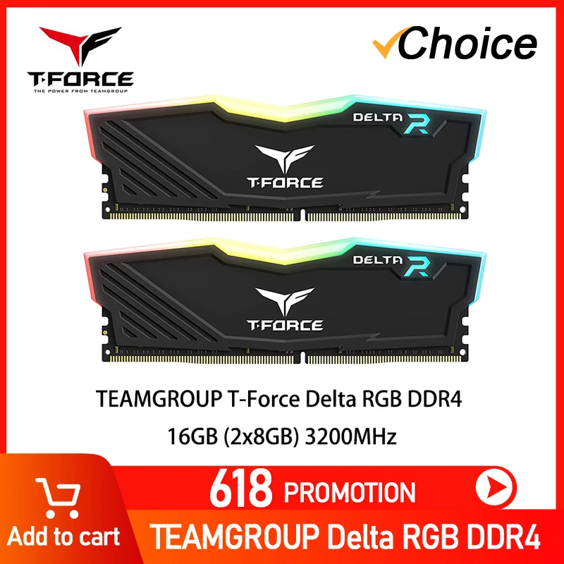 TEAMGROUP Delta RGB DDR4, 8GB, 16GB, 32GB, 3000, 3200, 3600MHz, módulo ...