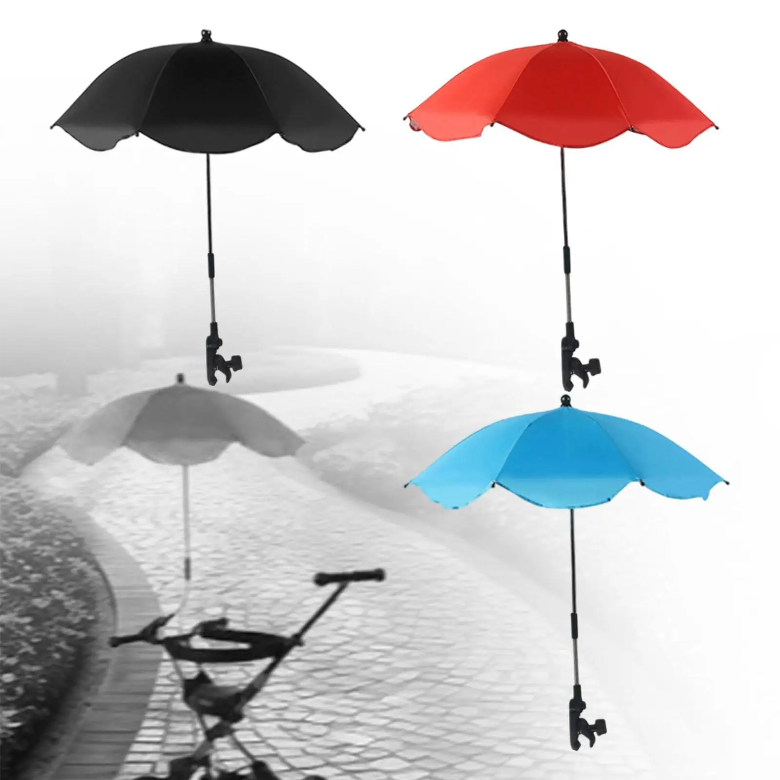 Beach Chair Parasols Stroller Umbrella Adjustable Clamp Sun Protection ...