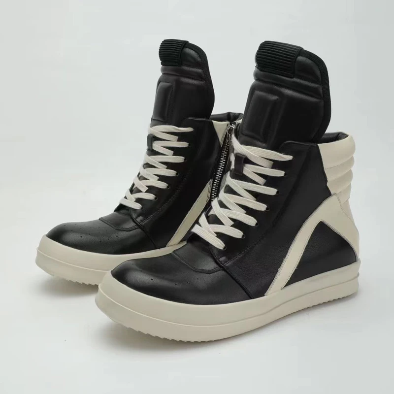 New Autumn Winter Men's High Top Shoes Black and White Large Inverted ...
