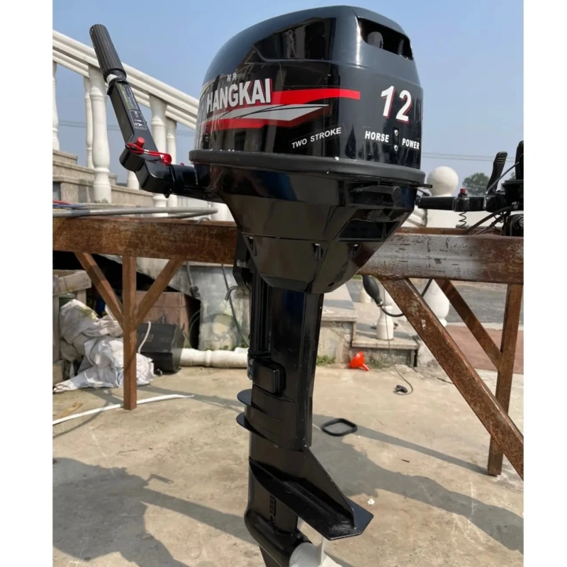 2 Cylinder, 2 Stroke, Hangkai 12HP Portable Gas Outboard Motors, Water ...
