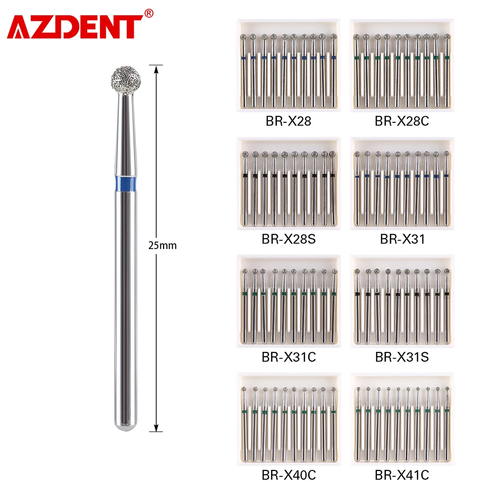 AZDENT-Bur-De-Diamante-Dental-Forma-Redonda-Handpiece-De-Alta ...