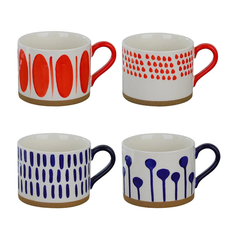 450ml-Red-Blue-Hand-Painted-Ceramic-Mug-Nordic-Style-Coffee-Cup-with ...