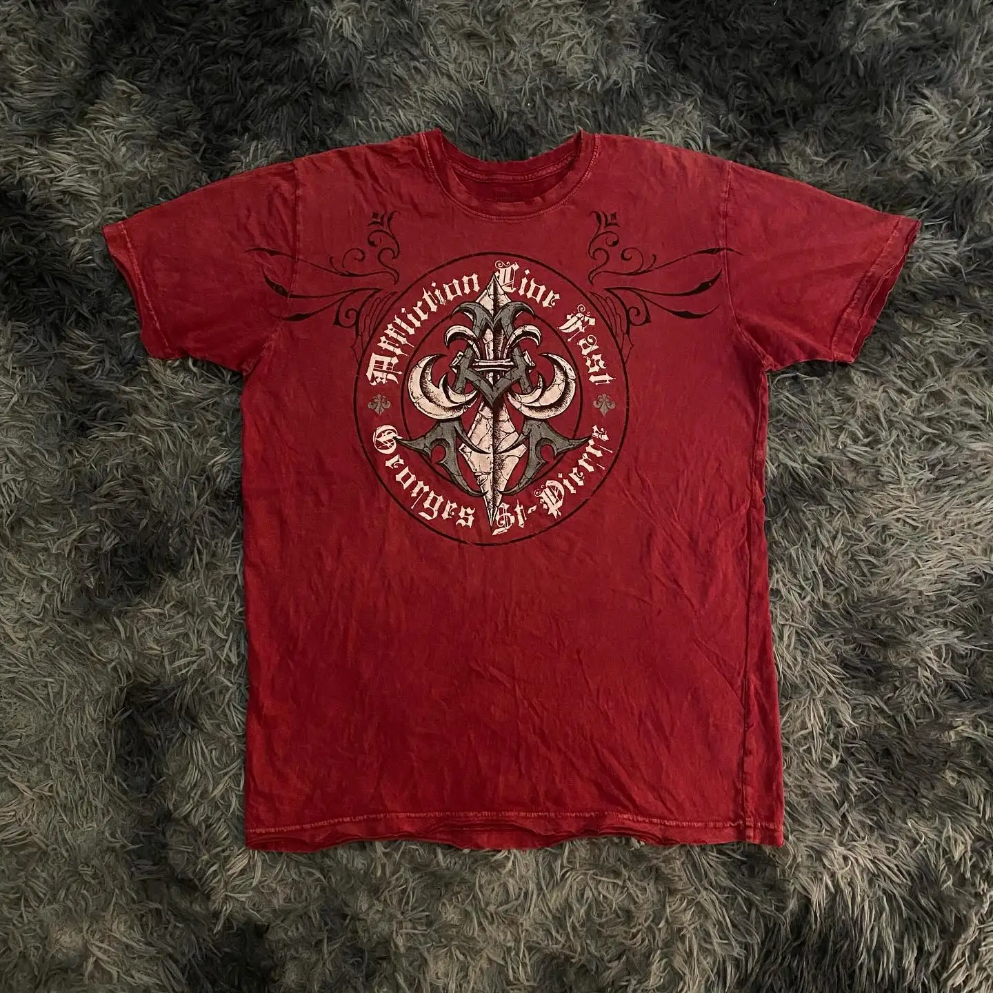 Red Affliction Short Sleeves Men Women Y2K Retro Casual High Street ...