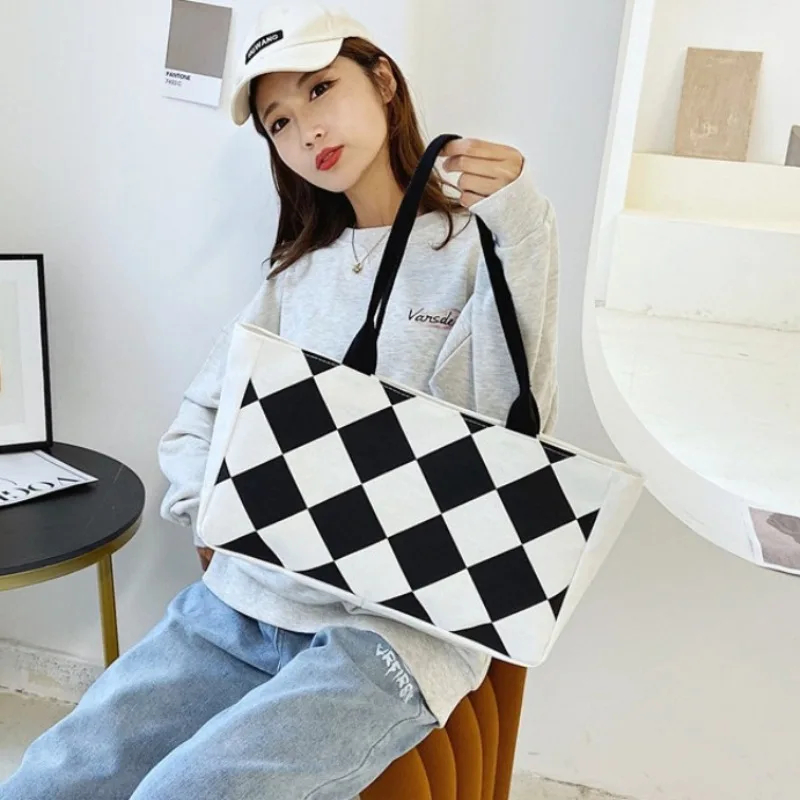 Checkered-Tote-Bag-Large-Capacity-Women-s-Bag-New-Fashion-Shoulder-Bag ...