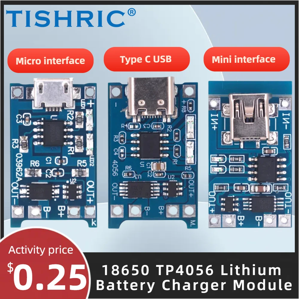 1-10PCS Type-c Micro Mini 18650 TP4056 Lithium Battery Charger Module ...