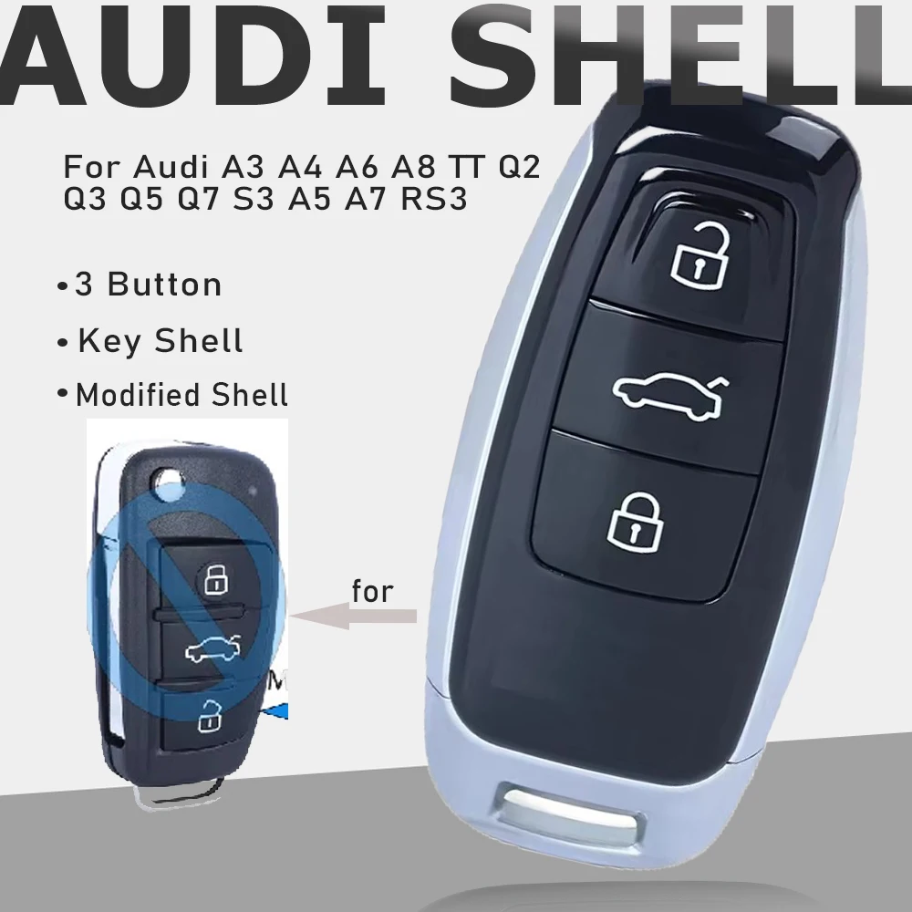 KEYECU 3 Buttons Modified Shell Flip Remote Car Key Shell Case Fob for ...