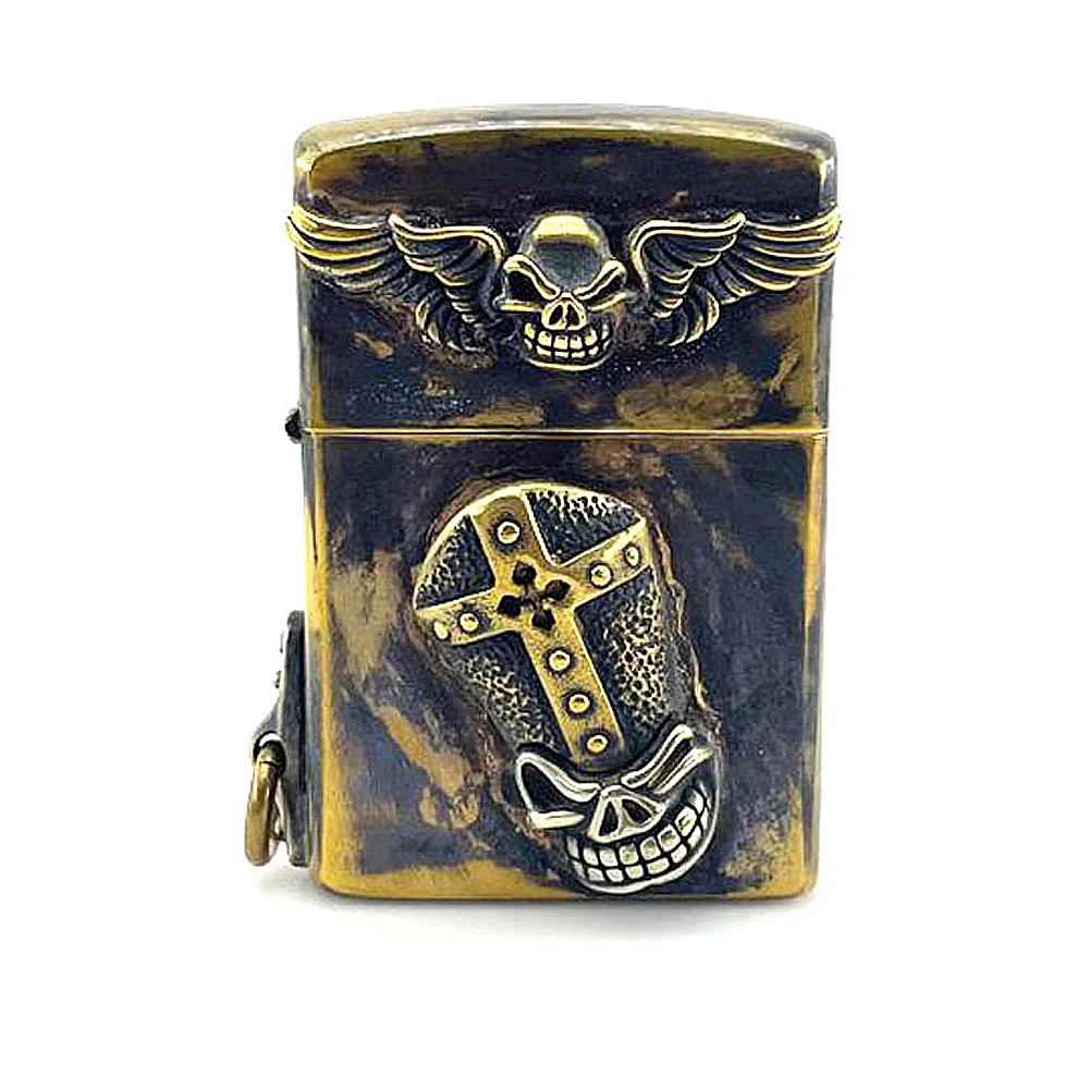 Wings-Lighter-Storage-Case-EDC-Whit-Brass-Classic-Skull-Universal ...