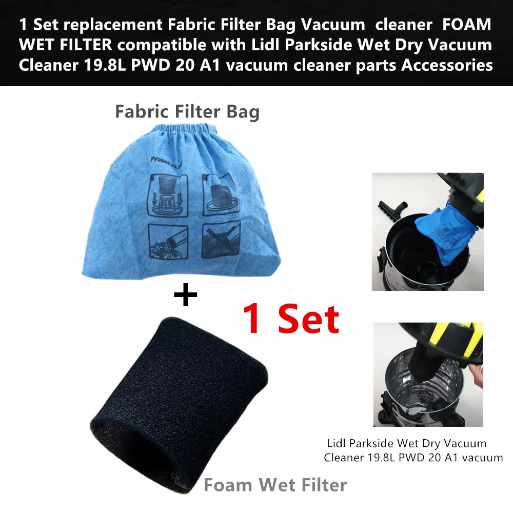 1 Set Fabric Filter Bag Vacuum cleaner FOAM WET FILTER compatible with ...