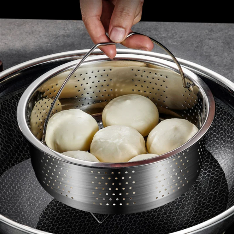 Cuiseur vapeur,Cuiseur à vapeur en acier inoxydable avec poignée en Silicone, autocuiseur à riz ...