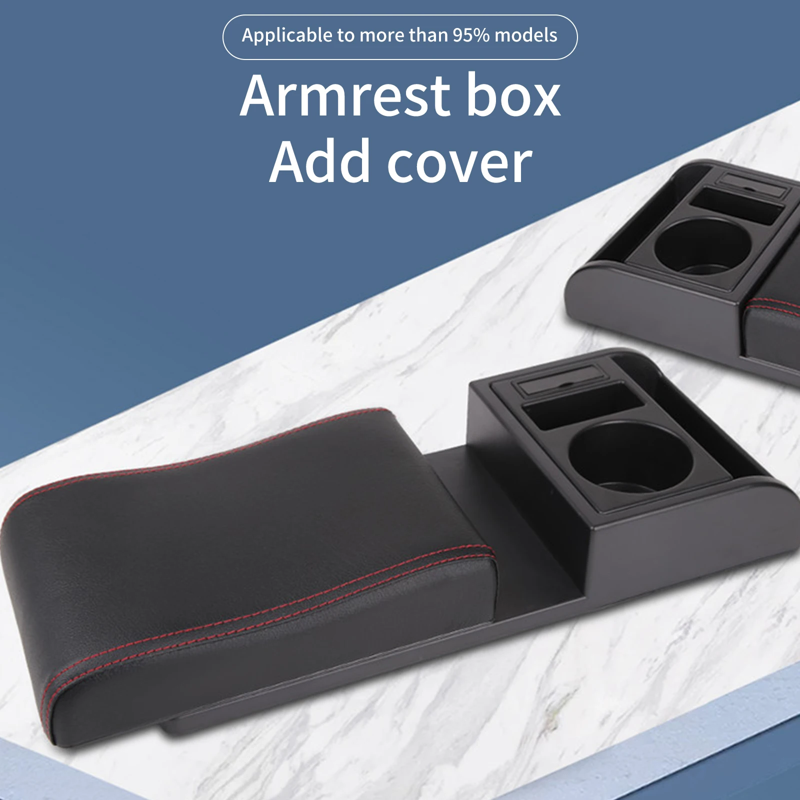 Universal Car Armrest With Dual Usb Cup Holder Removable Pu Leather ...