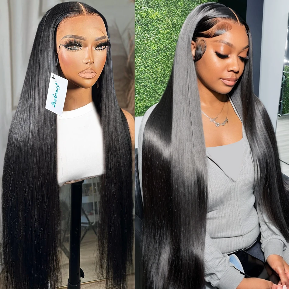 13x4 13X6 Bone Straight Lace Front Wigs HD Transparent Human Hair Brazilian Remy 30 40 Inch 360 ...