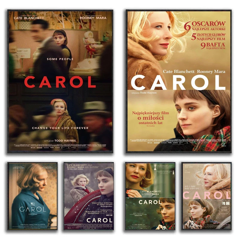 Retro Romantic Film Carol Movie Poster Cate Blanchett Rooney Mara Wall ...