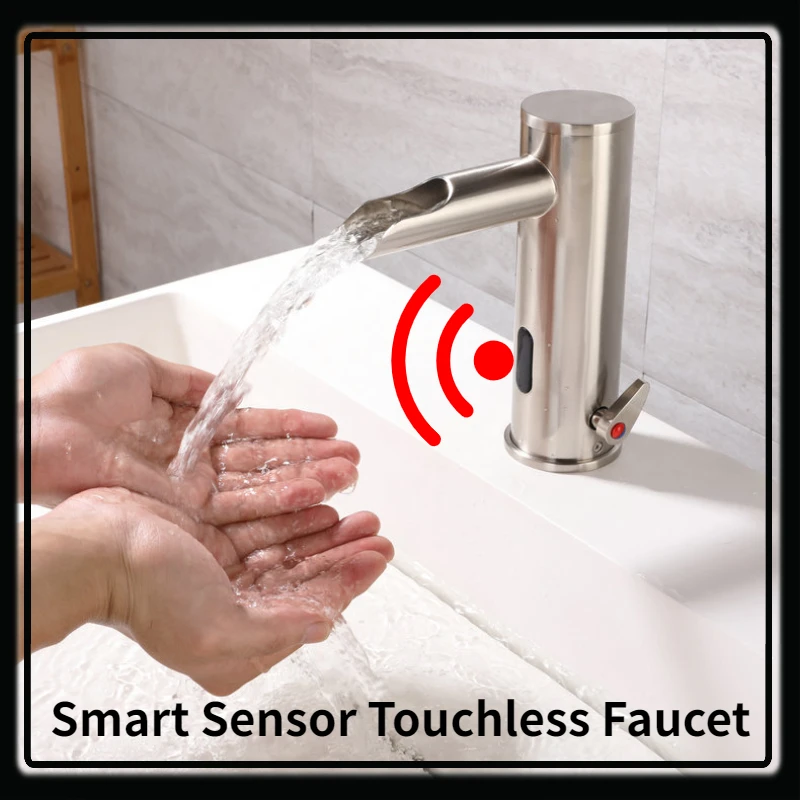 Brushed Touchless Kitchen Faucet Smart Sensor Sink Mixer High Tech Hot ＆ Cold Faucets Smart ...