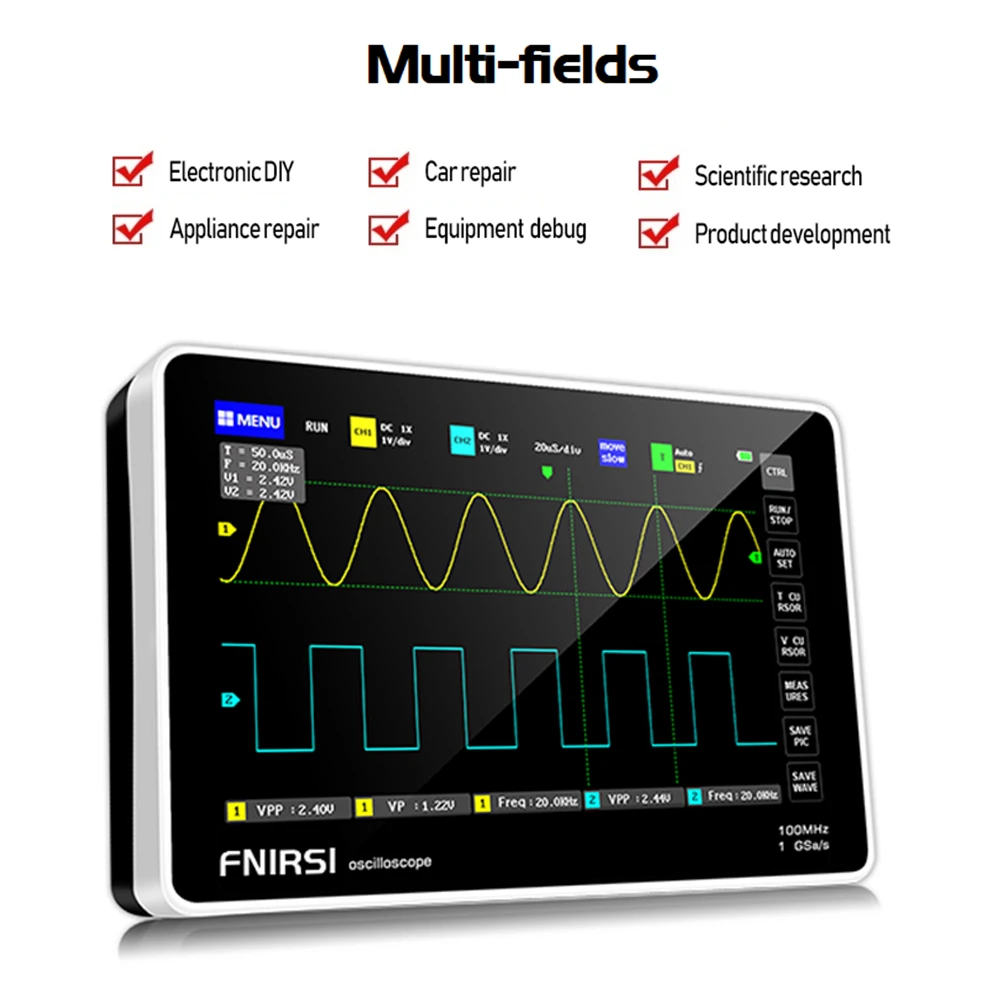 ABS 2 Channels Digital Tablet Oscilloscope Dual Channel 100m Bandwidth ...